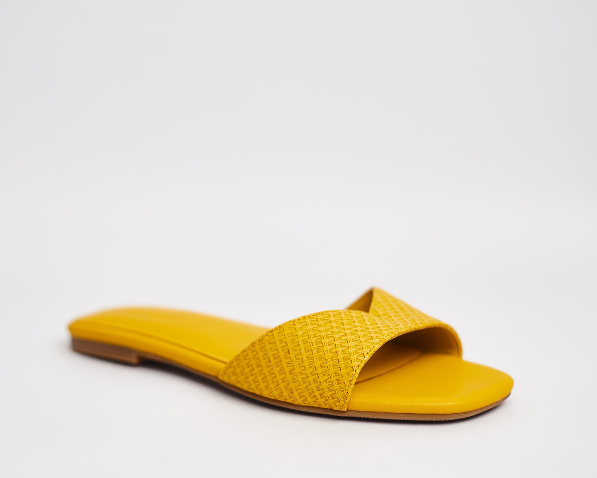 MALIKA (Mustard), classy woven-effect summer and fall slippers for ...